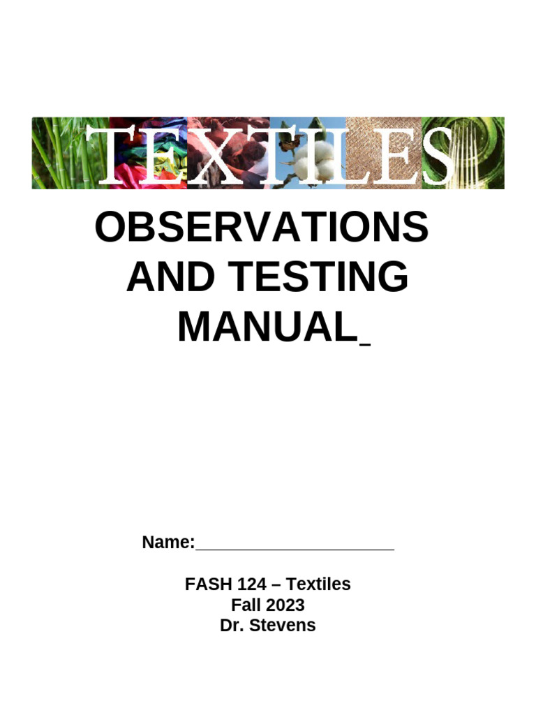 Textile Testing and Observation Manual | PDF | Textiles | Yarn