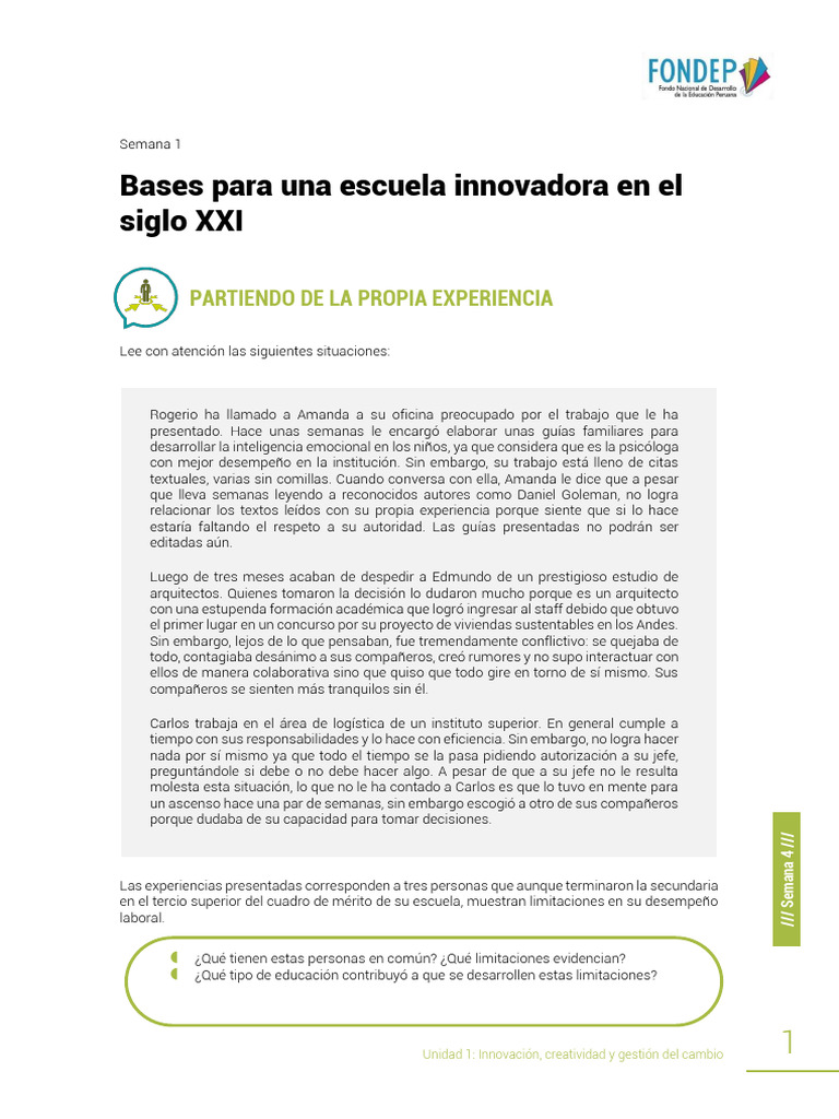 Unidad 1_semana 1 | PDF | Enseñando | Maestros