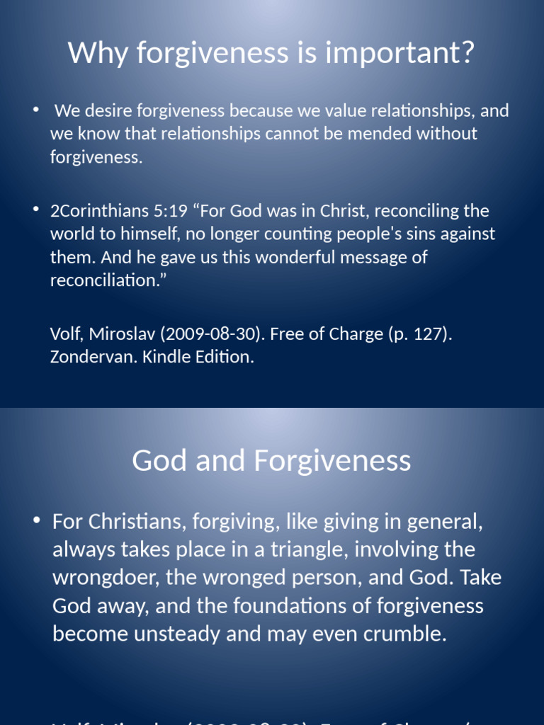 Why Forgiveness Is Important | PDF | Forgiveness | Christian Belief And ...
