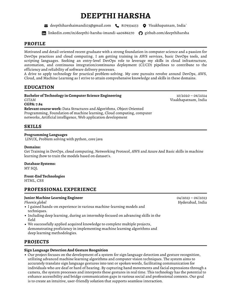 Imandi Deepthi Harsha Resume New | PDF | Machine Learning | Artificial Intelligence