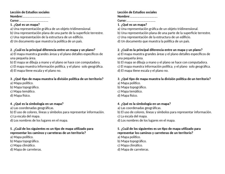 Lección de Estudios Sociales Mapas | PDF | Mapa | Datos geográficos e ...