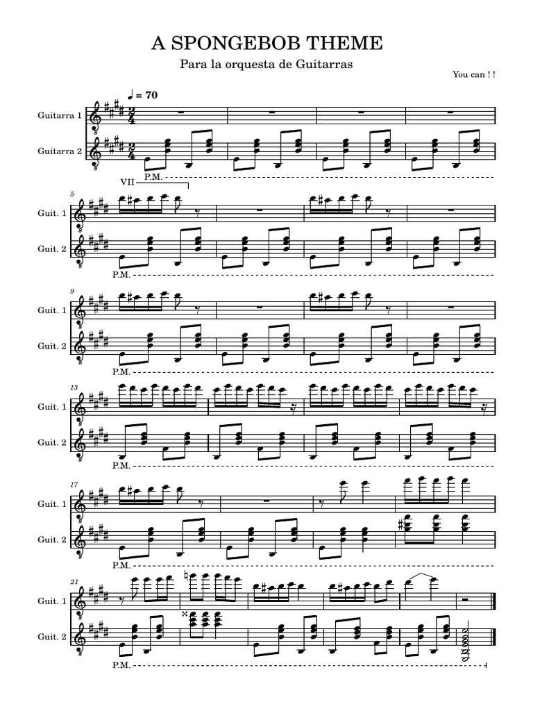 Spongebob Guitar Orchestration Guide | PDF