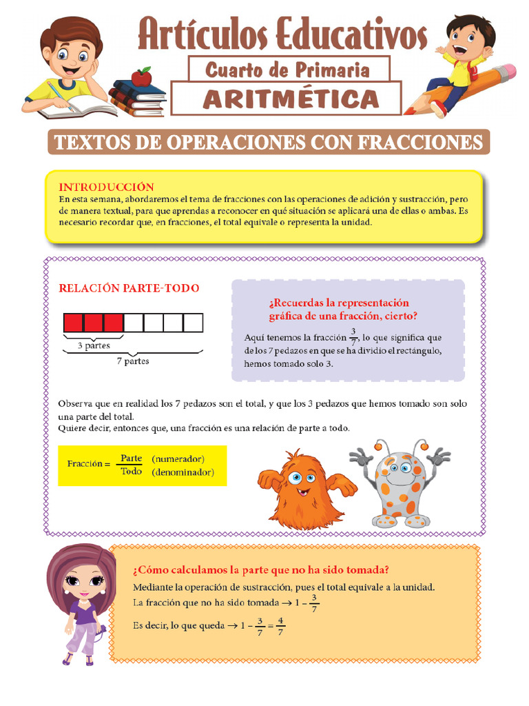 Textos-de-Operaciones-con-Fracciones-para-Cuarto-de-Primaria Con ...
