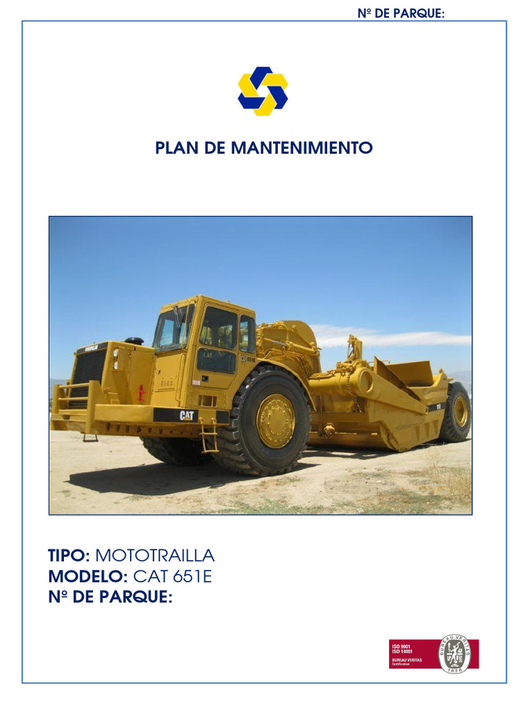 Mantenimiento y Seguridad Mototrailla CAT 651E | PDF | Filtración ...