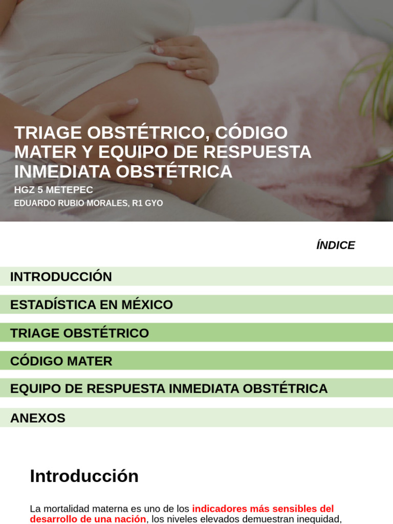 Triage Obstétrico y Código Mater en México | PDF | Partería | Muerte ...
