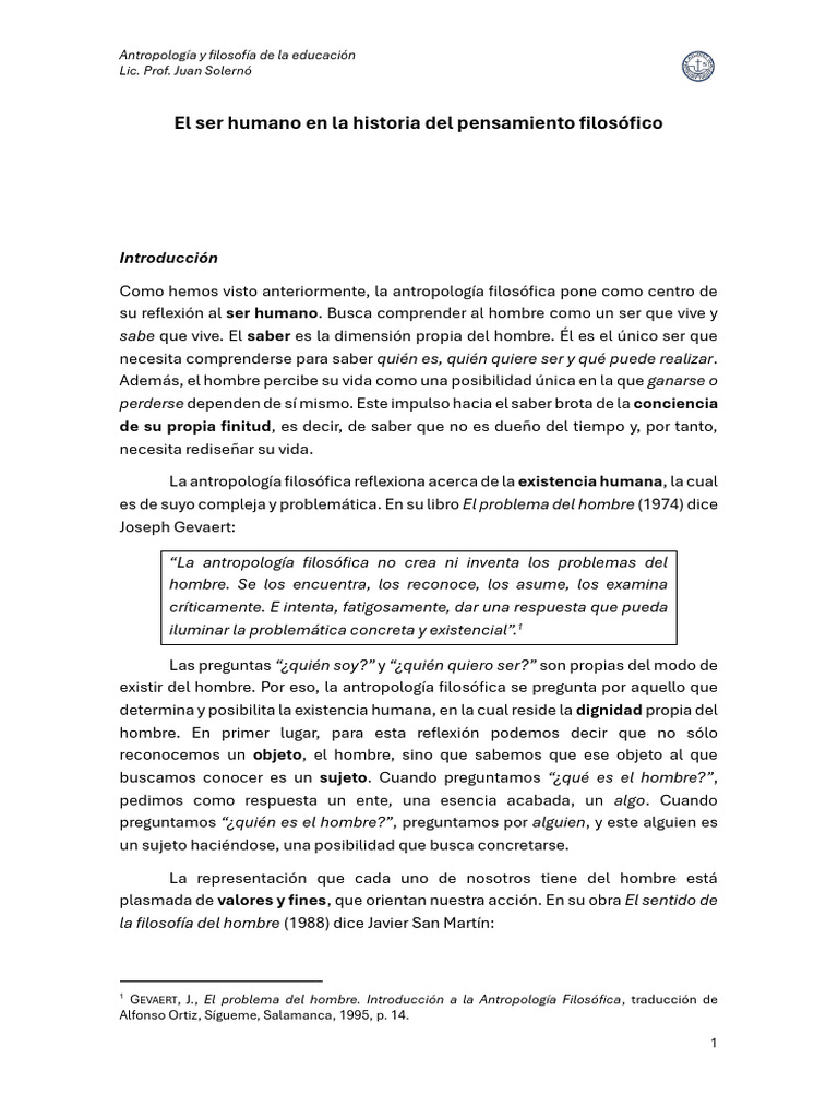 El Ser Humano en La Historia Del Pensamiento Filosófico-1 | PDF | René ...