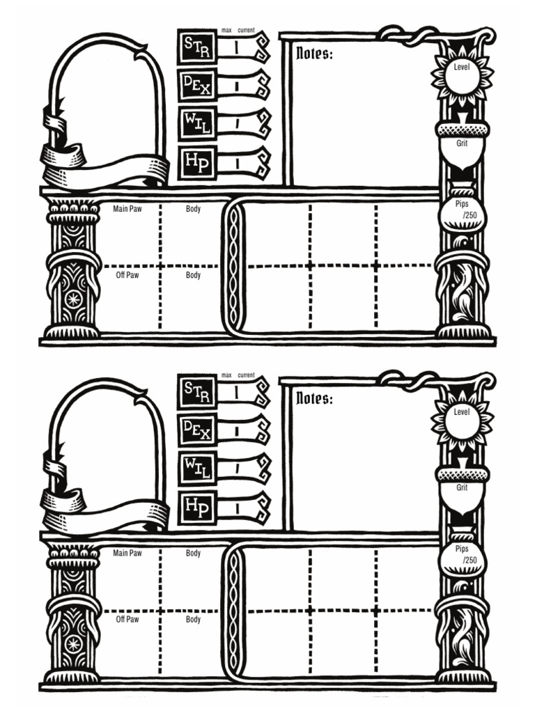 Tiny Fables Character Sheet 8.5x11 | PDF
