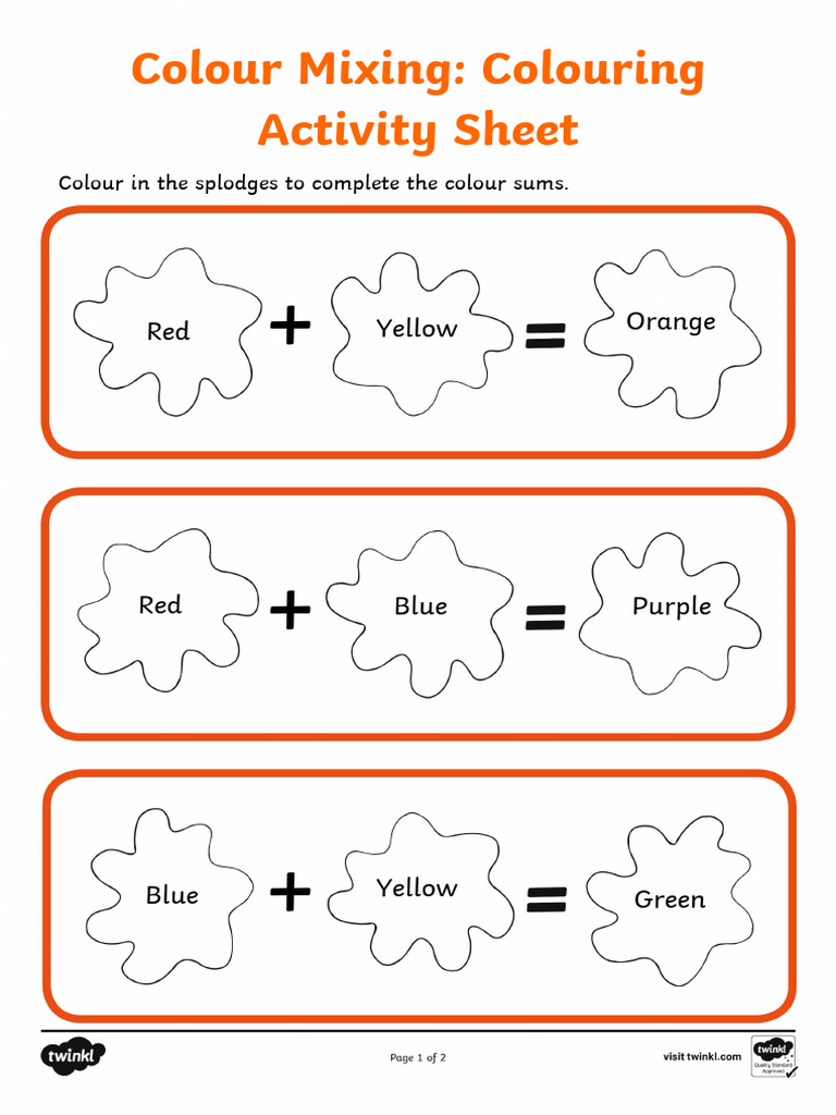 Colour Mixing Activity Sheets | PDF
