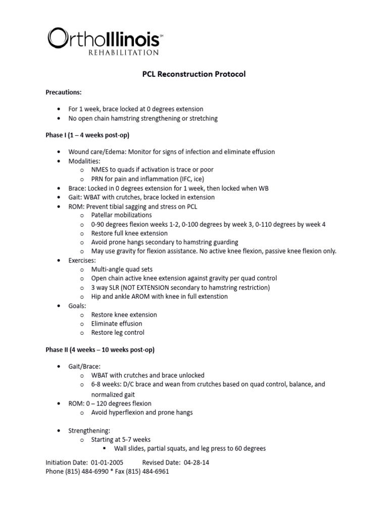 PCL Reconstruction Rehabilitation Guide | PDF | Knee | Limbs (Anatomy)