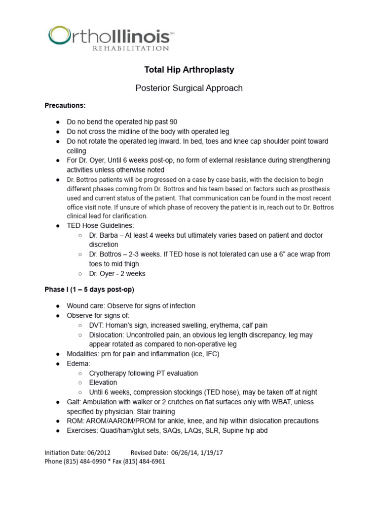 Hip THA Posterior 9-7-22 | PDF | Medical Specialties | Clinical Medicine