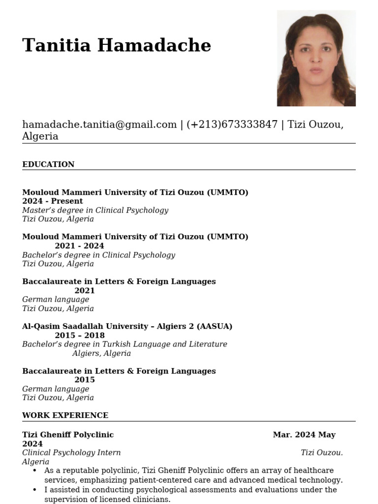 Student-Resume-Template-SheetsResume.com-2025 | PDF | Algeria | Teachers