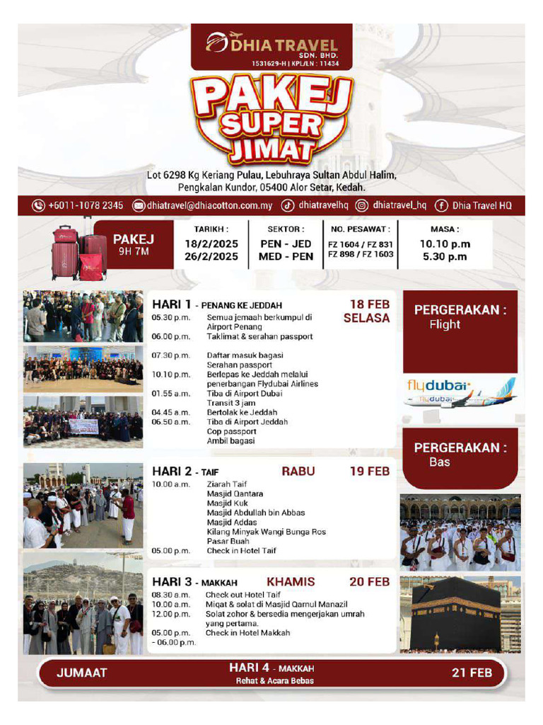 Itinerari - Dhia Travel - Umrah - 18-27022025 | PDF