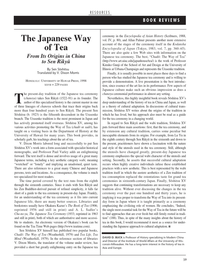 The Japanese Way of Tea From Its Origins in China To Sen Rikyu | PDF | Tea