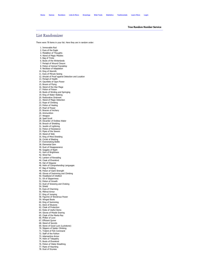 List Randomizer | PDF