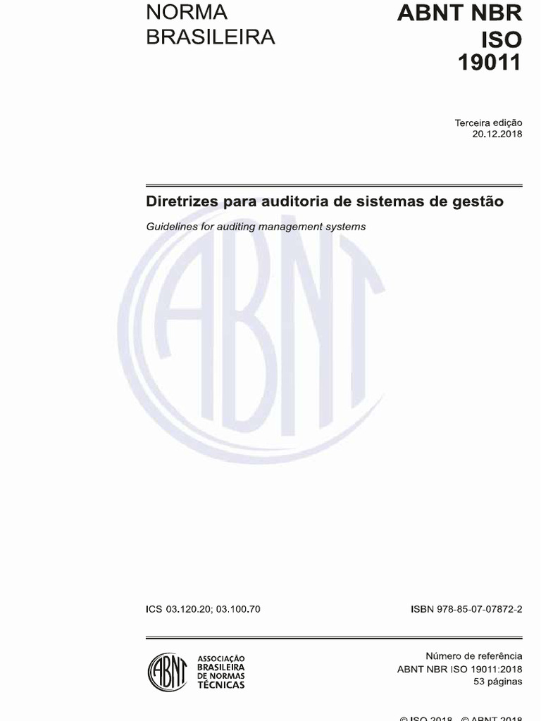 NBR_ISO_19011_2018_Diretrizes_para_auditoria_de_sistema_de_gestão | PDF