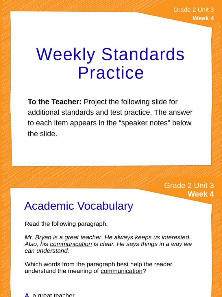 MV20 NA G2 U3 W4 Standards Practice Academic Vocabulary | PDF