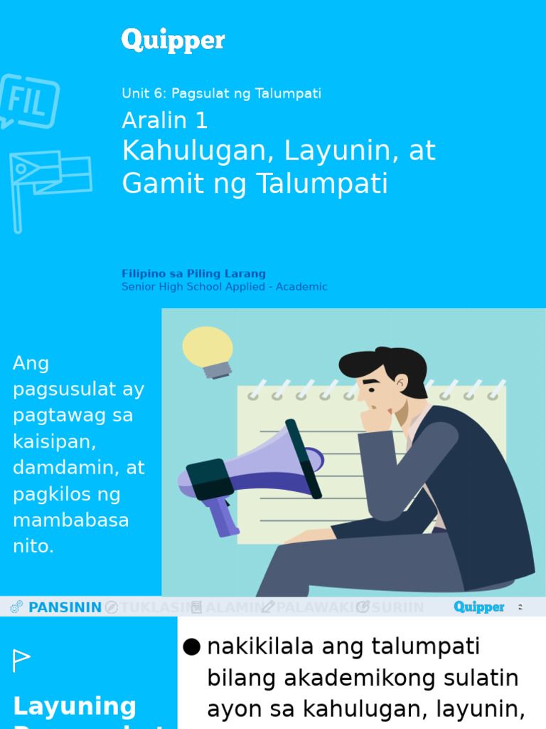 FPL 11 - 12 Q1 0601 - Kahulugan, Layunin, at Gamit NG Talumpati | PDF