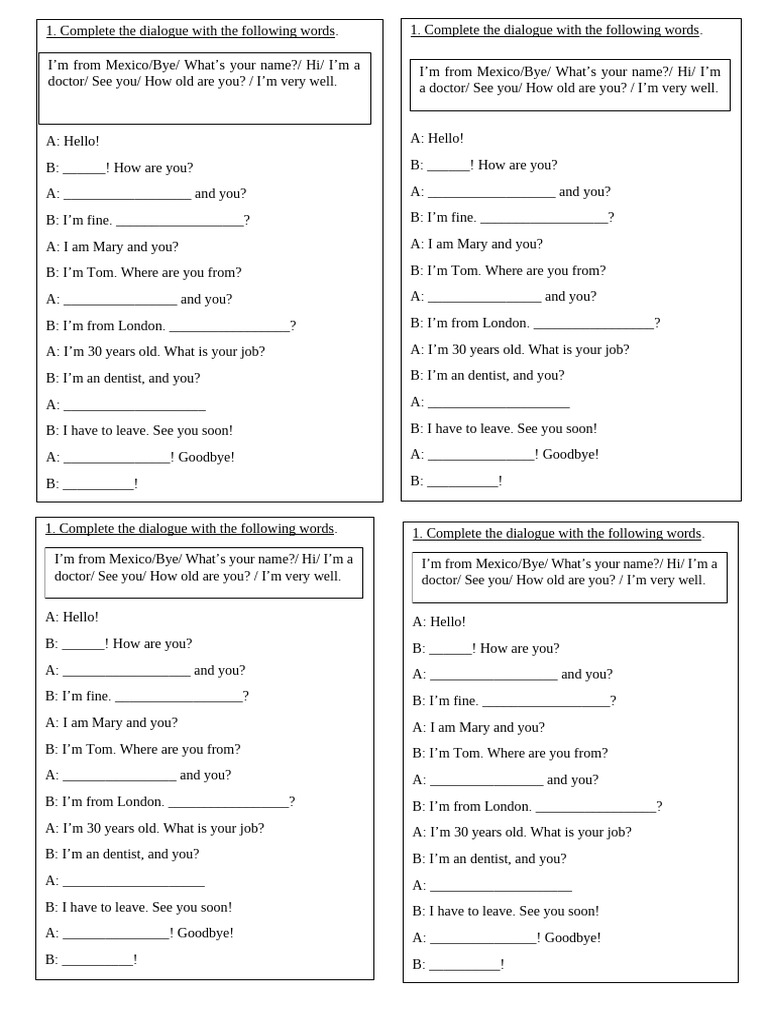 Completing a Personal Information Dialogue | PDF