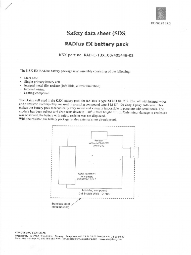 RADius EX Battery Pack SDS | PDF