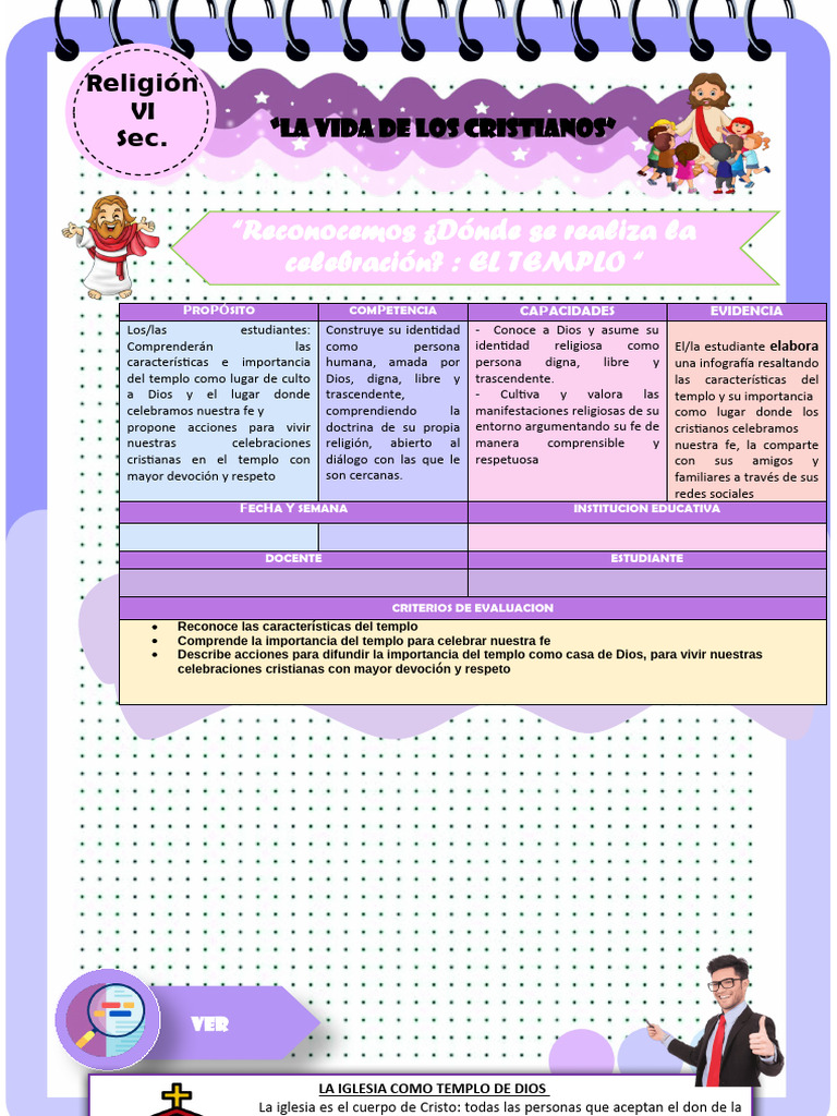 Ficha de Actividad Religion Vi-Semana 4 Uni 5 | PDF | Iglesia (edificio ...