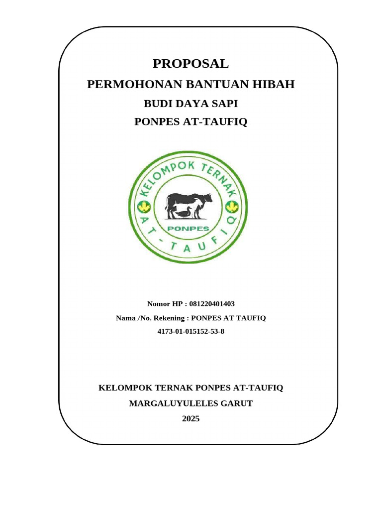Proposal UPPO Kelompok Ternak PP at Taufiq TA 2026 | PDF