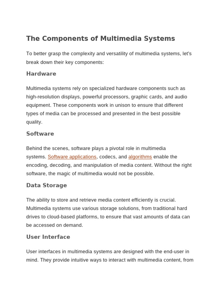 Key Components of Multimedia Systems | PDF | Multimedia | Augmented Reality