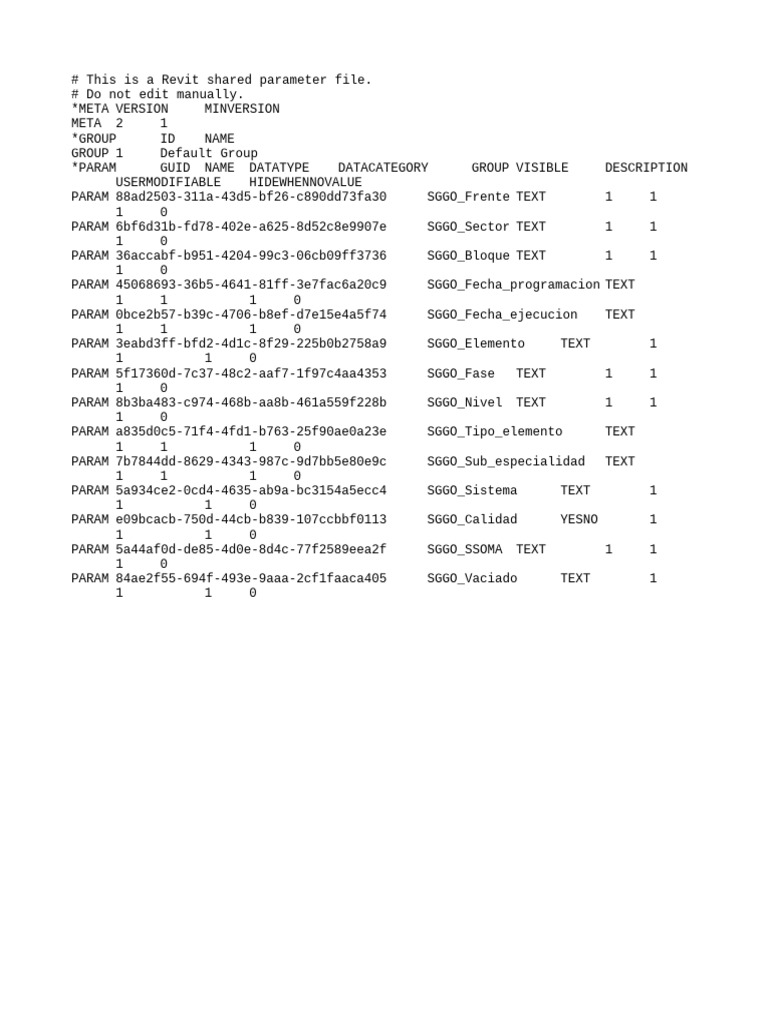 Revit Shared Parameter File Overview | PDF