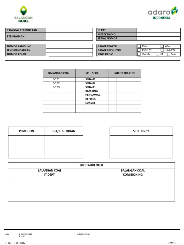 (05.1) BC - Form Setting Channel Frekuensi Radio Komunikasi | PDF