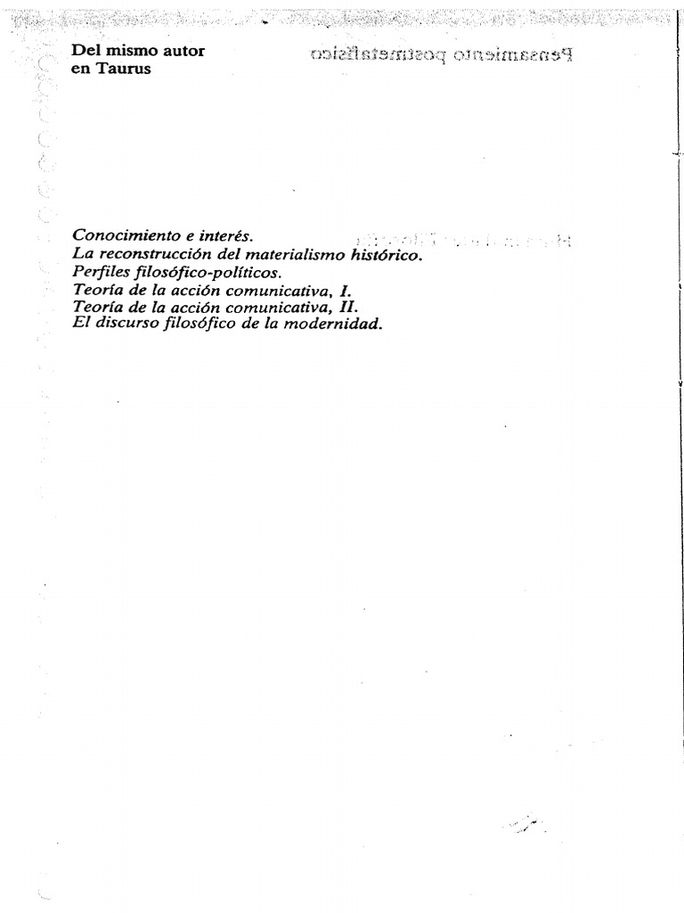 Habermas Jurgen Pensamiento Postmetafisico | PDF | marxismo | Pensamiento