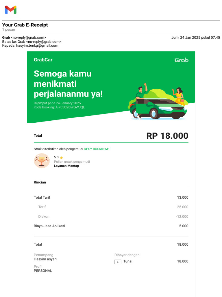E-Receipt Grab Car 2025 | PDF