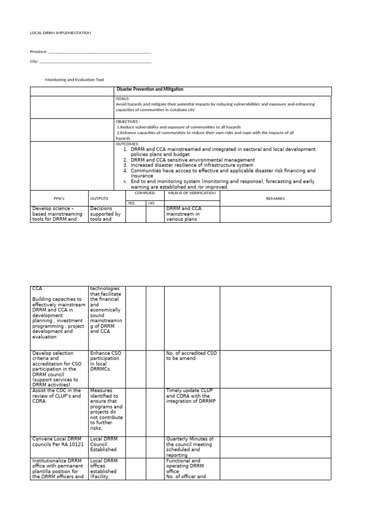 LOCAL DRRM IMPLEMENTATION M&E | PDF | Emergency Management | Hazards