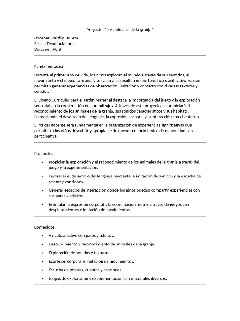 Proyecto Los Animales de La Granja ABRIL | PDF | Aquisición de idioma ...