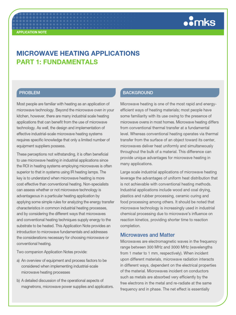 Microwave Heating Fundamentals and Applications | PDF | Waveguide ...
