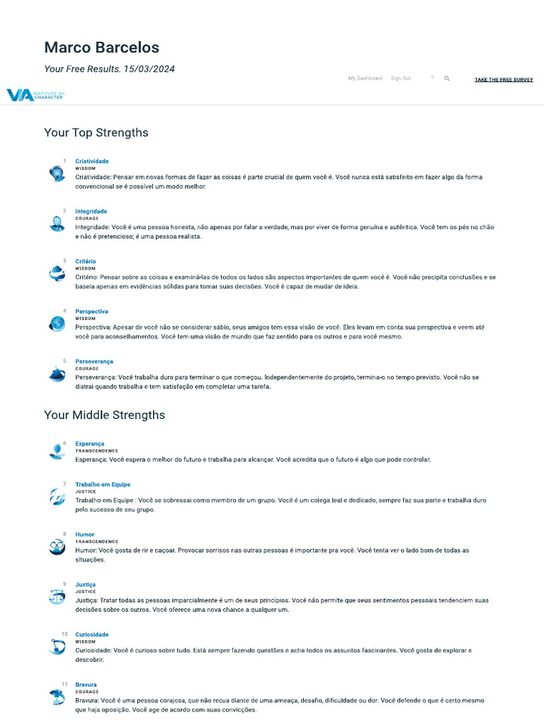 StrengthsProfile Marco Barcelos | PDF