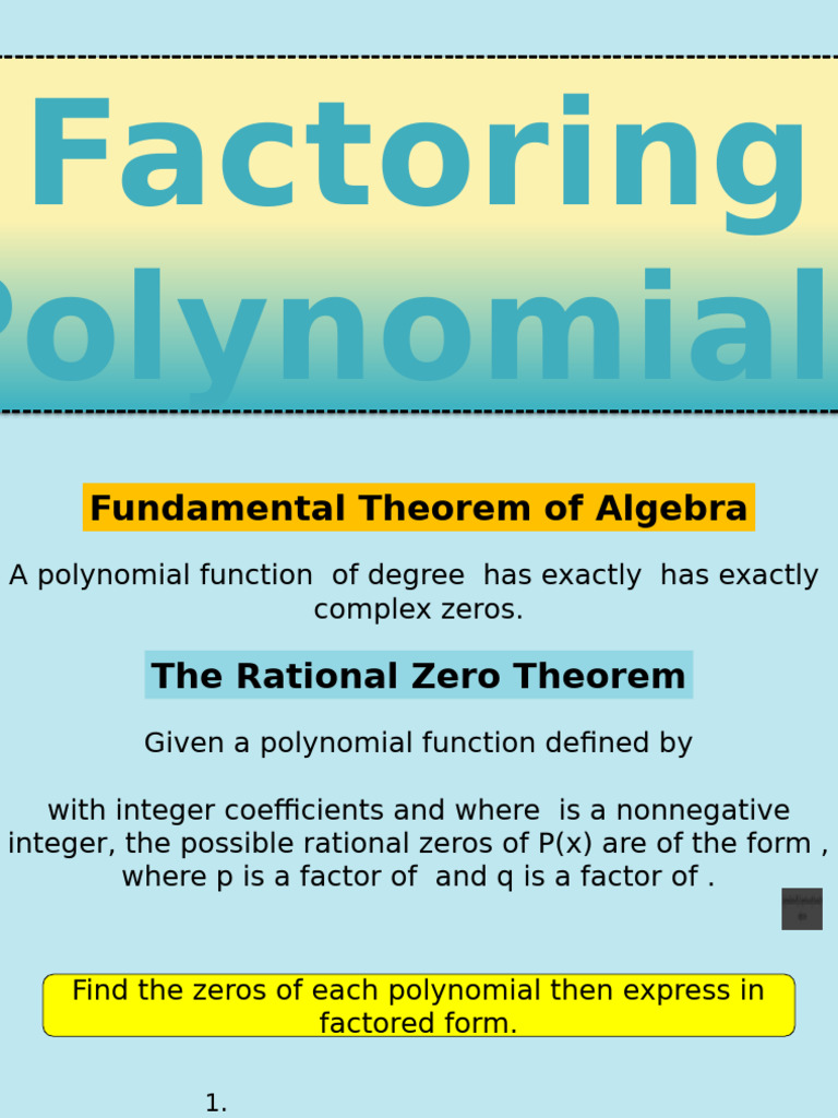 Factoring Polynomials | PDF | Factorization | Polynomial