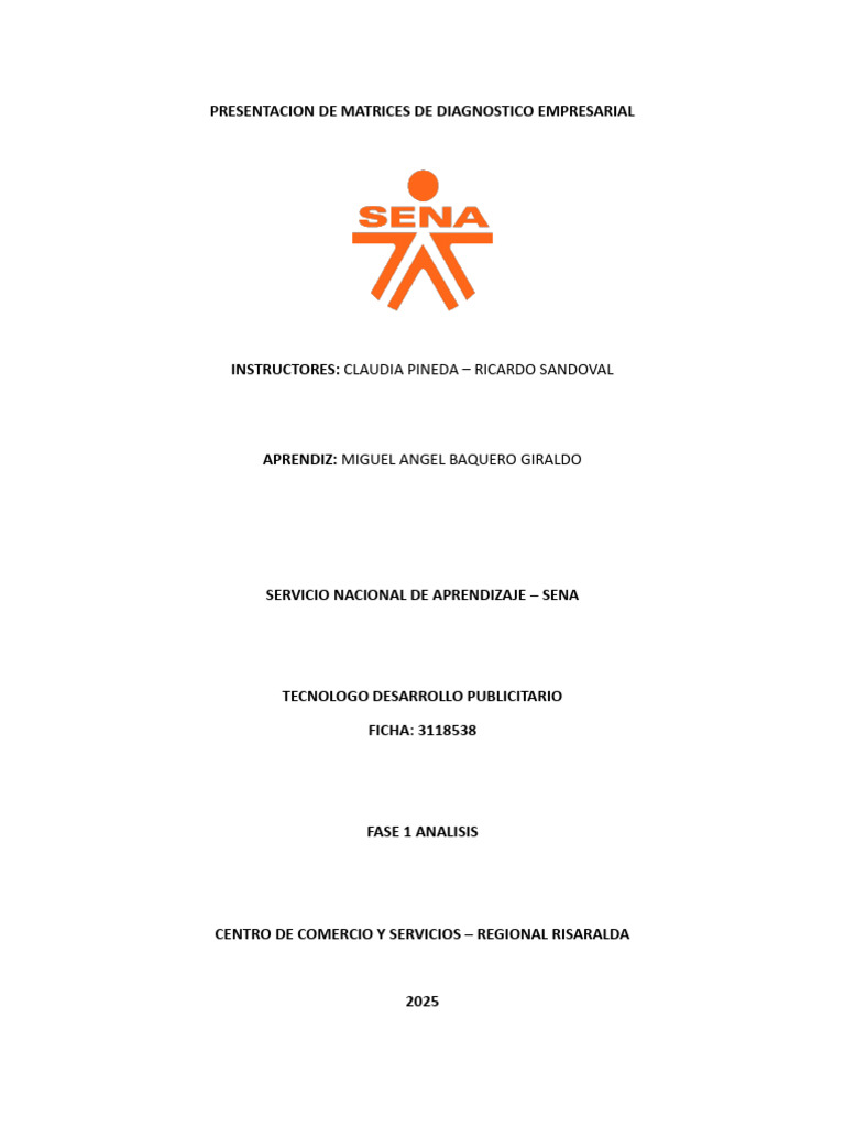 Presentacion De Matrices De Diagnostico Empresarial Pdf Producto