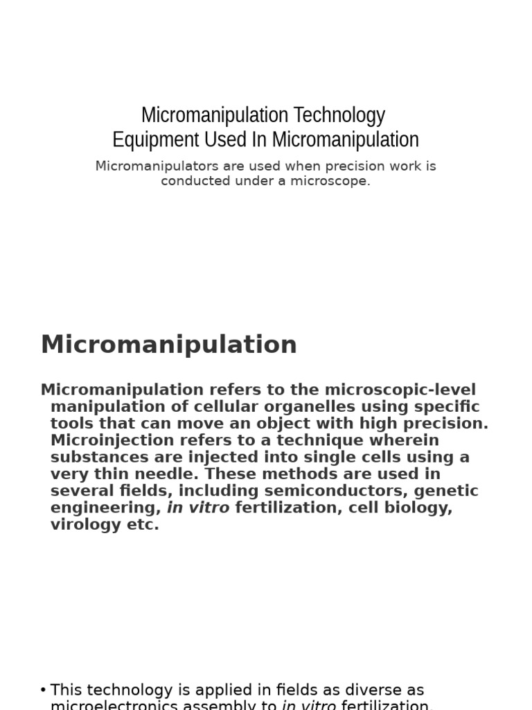Unit 4 Micro Manipulators | PDF | Cloning | Molecular Biology
