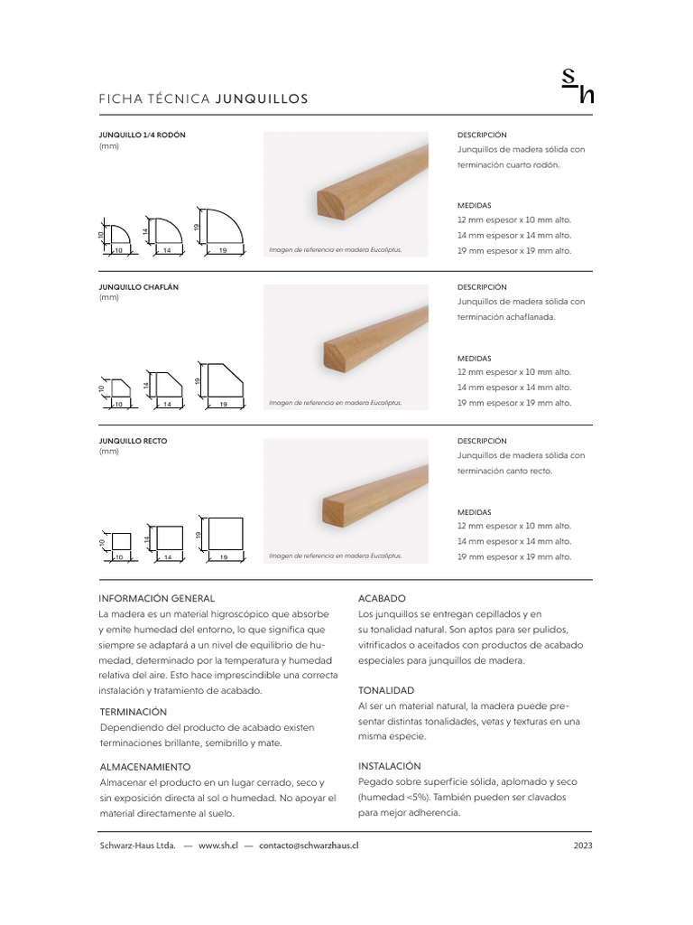 SH Ficha Tecnica Chaflan | PDF | Madera