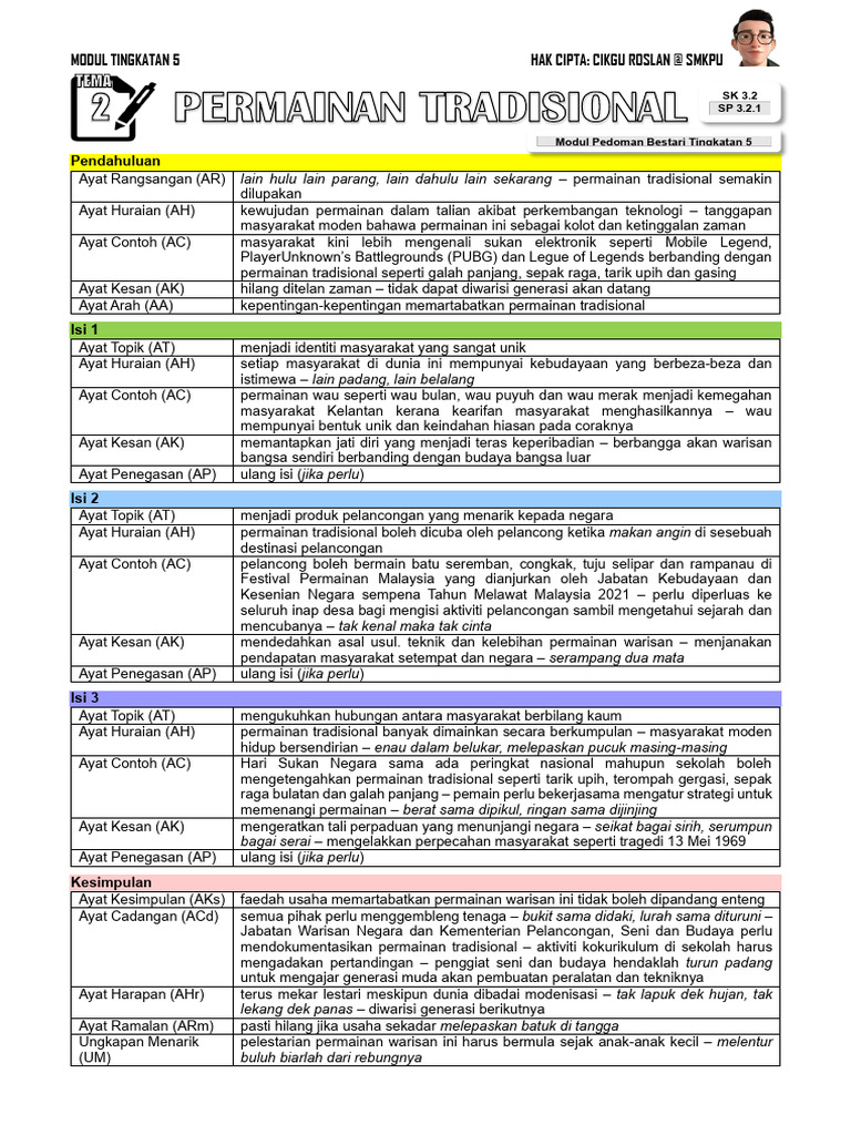 Tema 2 3.2.1 Kepentingan Memartabatkan Permainan Tradisional (1) | PDF