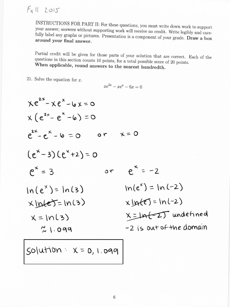 MATH1421 Midterm2 Practice FRQ's Solutions | PDF