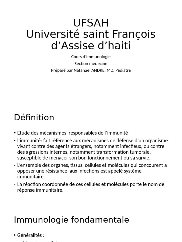 Immunité Usfah | PDF | Système immunitaire | Système immunitaire inné