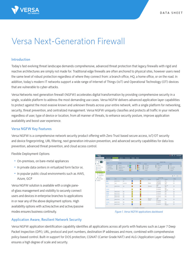 versa-next-generation-firewall-ngfw | PDF | Security | Computer Security