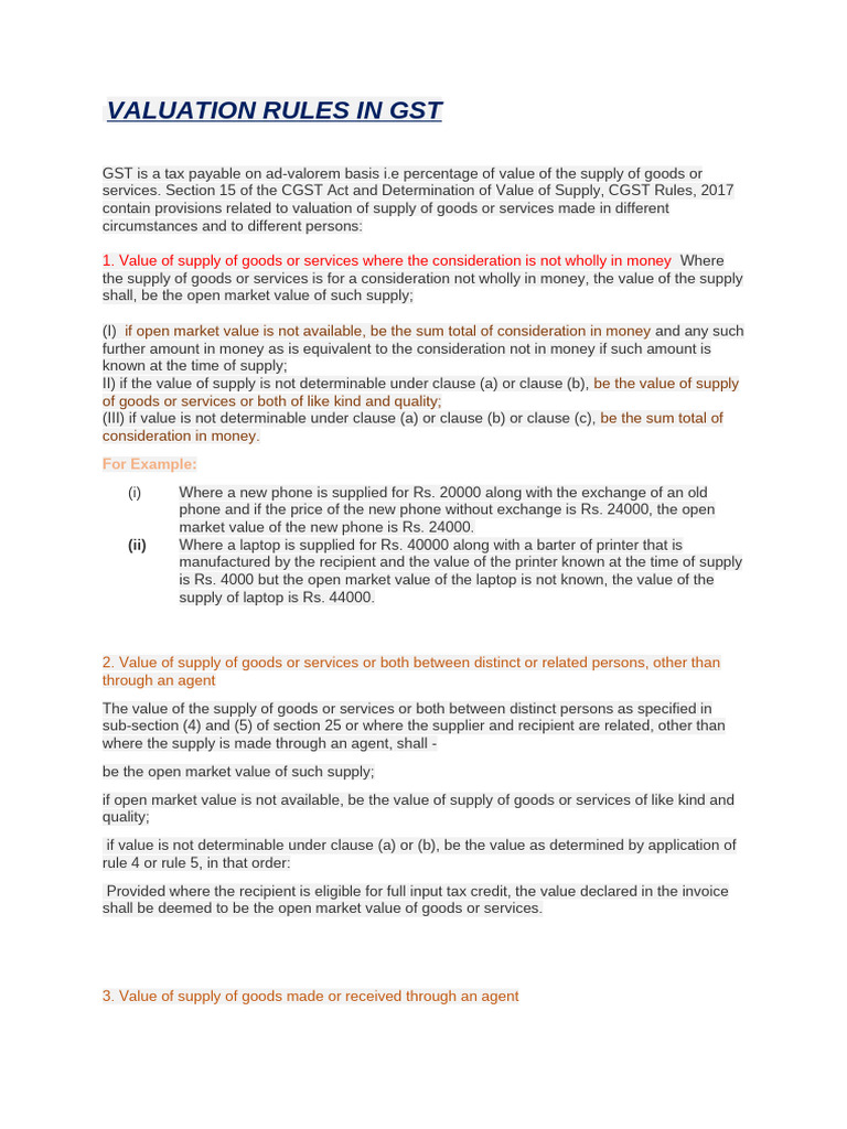 Valuation Rules in Gst | PDF | Insurance | Reserve Bank Of India
