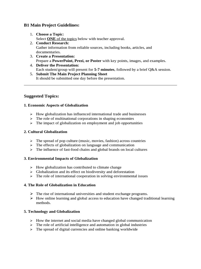 B1 Main Project Guidelines (1) | PDF