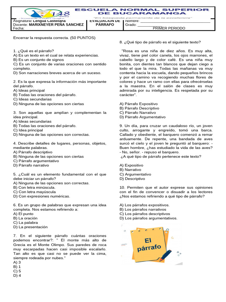 EVALUACION DE PÁRRAFO | PDF | Influenza | Contaminación