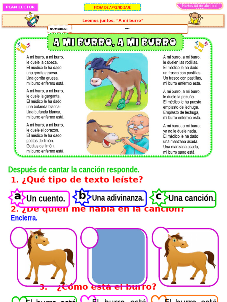 FICHA-PL-Leemos Juntos A Mi Burro | PDF