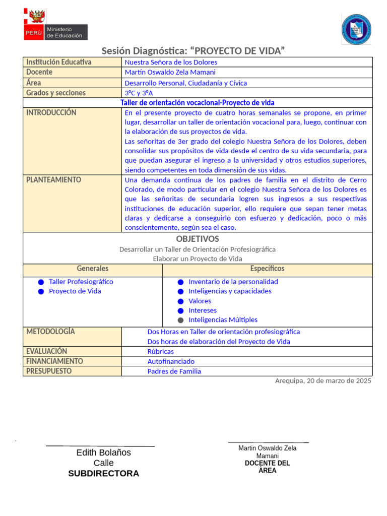 Pa u0 Sesión 01 Dpcc Proyecto de Vida 3c y 3a | PDF | Aprendizaje