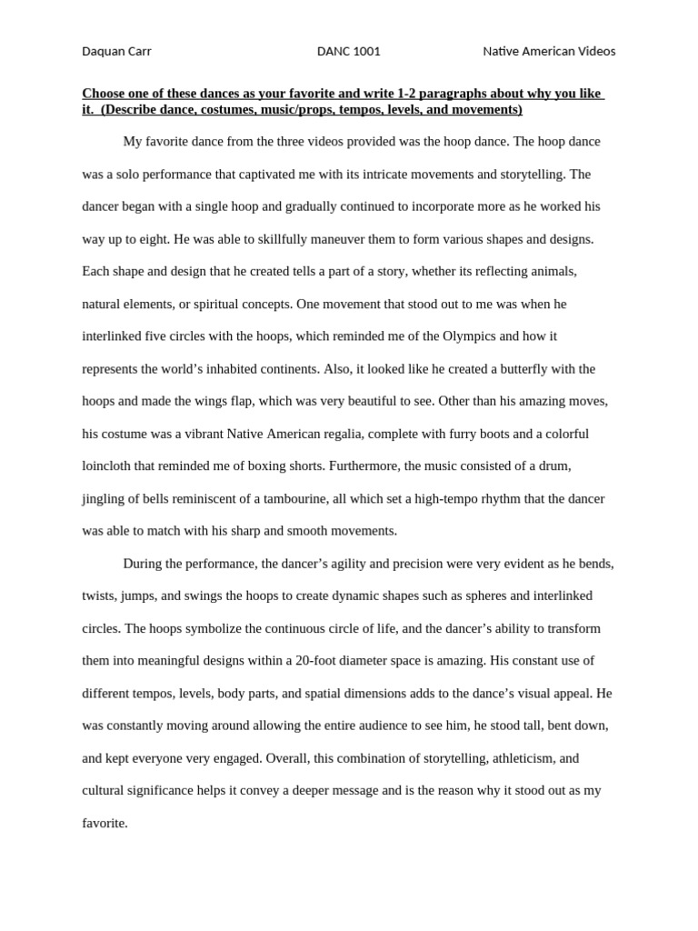 DANC 1001 Native American Videos | PDF | Dances