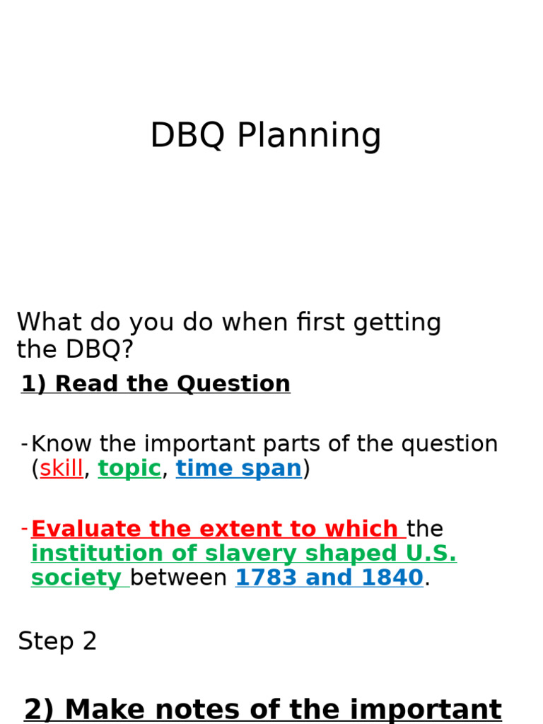 DBQ Planning Guide for U.S. History | PDF