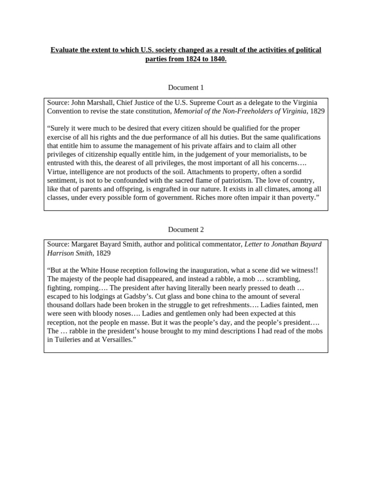 19th Century Political Parties DBQ | PDF